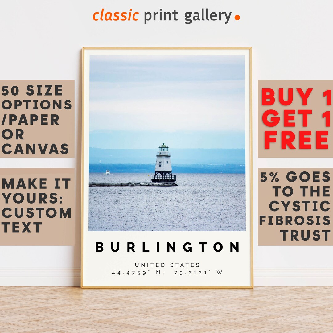 Burlington Poster Colorful Print, Burlington Wall Art, Burlington Photo ...