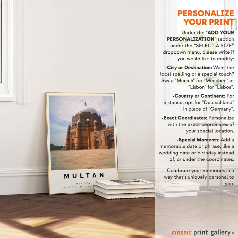 Multan Poster Colorful Print, Multan Wall Art, Multan Photo Decor ...
