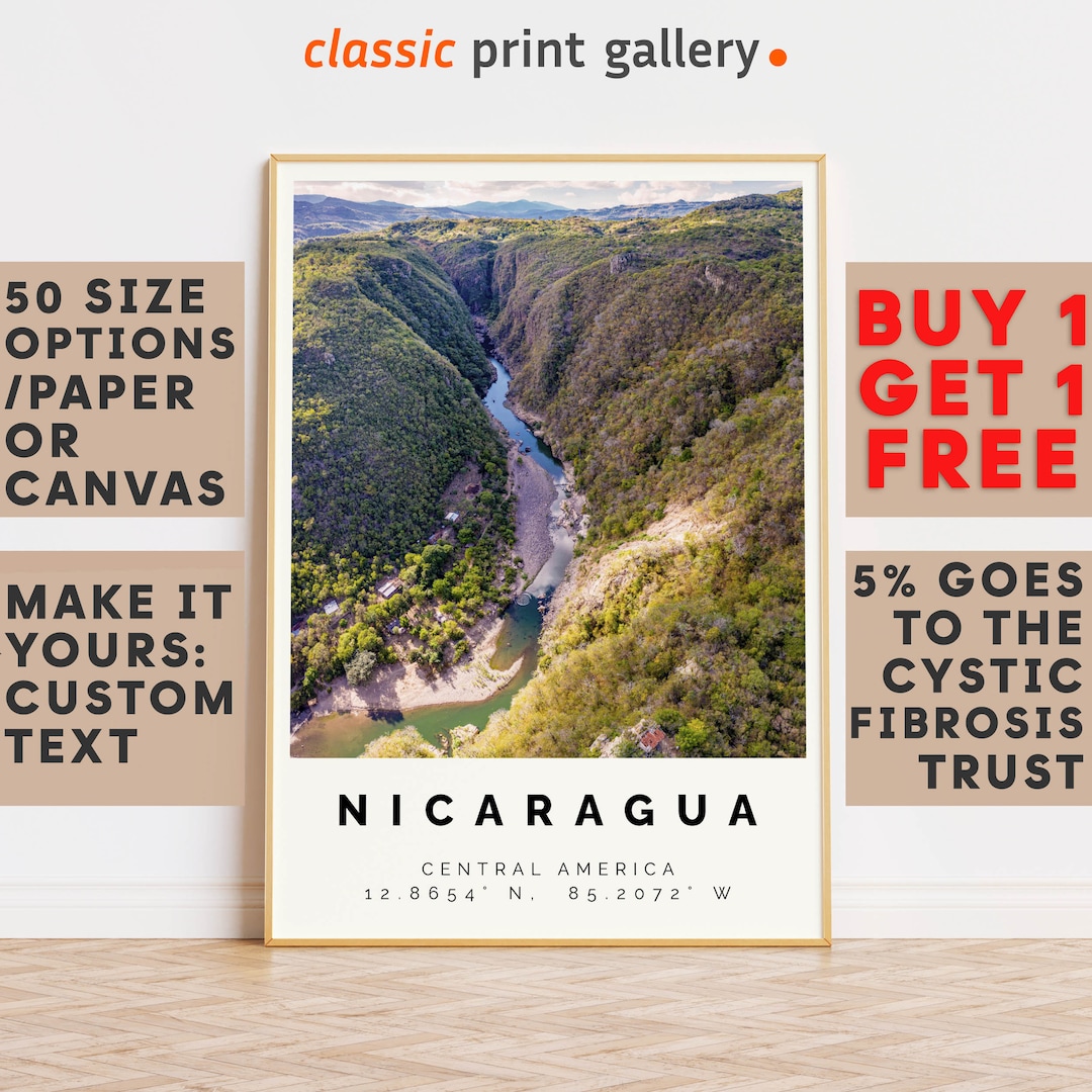 Nicaragua Poster Colorful Print, Nicaragua Wall Art, Nicaragua Photo ...