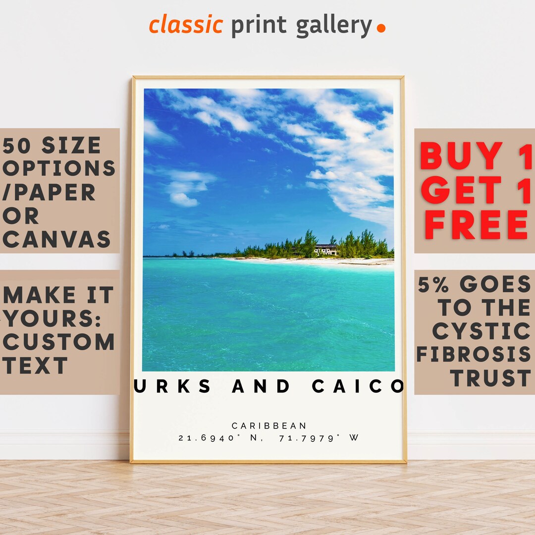 Turks and Caicos Poster Colorful Print, Turks and Caicos Wall Art ...