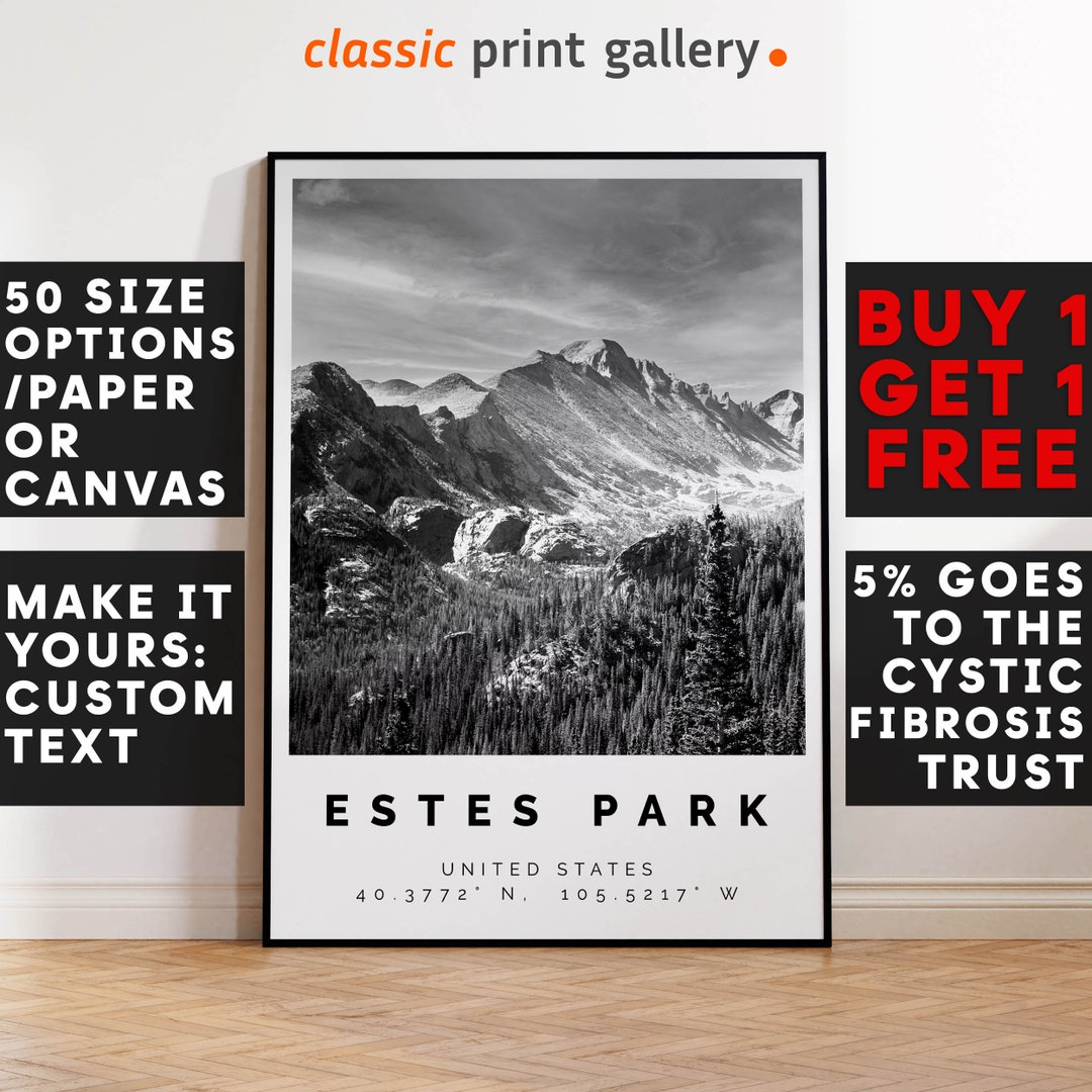 Estes Park Poster Black and White Print, Estes Park Wall Art, Estes ...