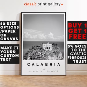 Calabria Poster Black and White Print, Calabria Wall Art, Calabria ...