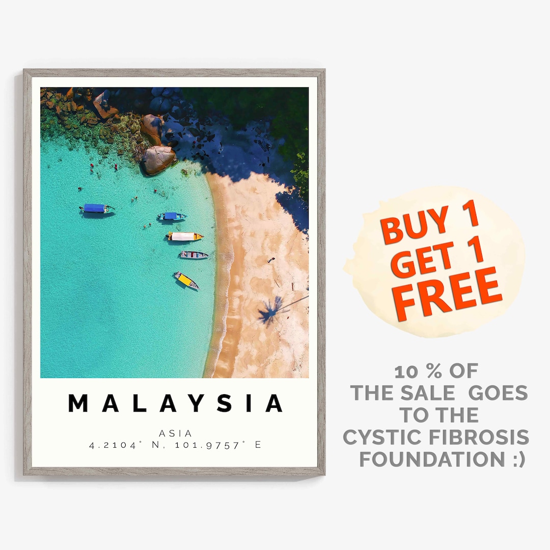 Malaysia Poster Colorful Print Malaysia Wall Art Malaysia - Etsy