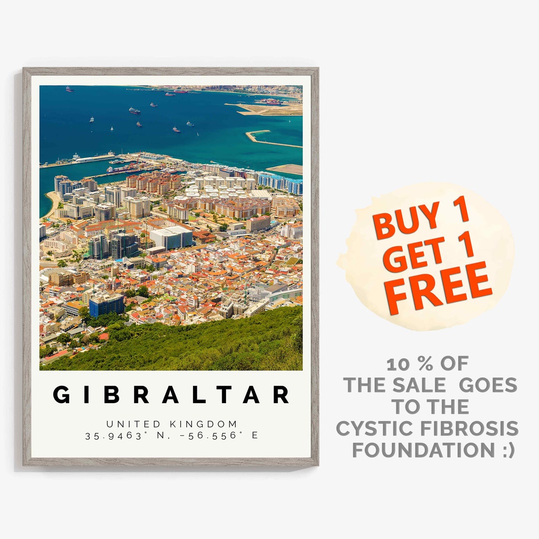 Gibraltar Poster Colorful Print Gibraltar Wall Art Gibraltar - Etsy