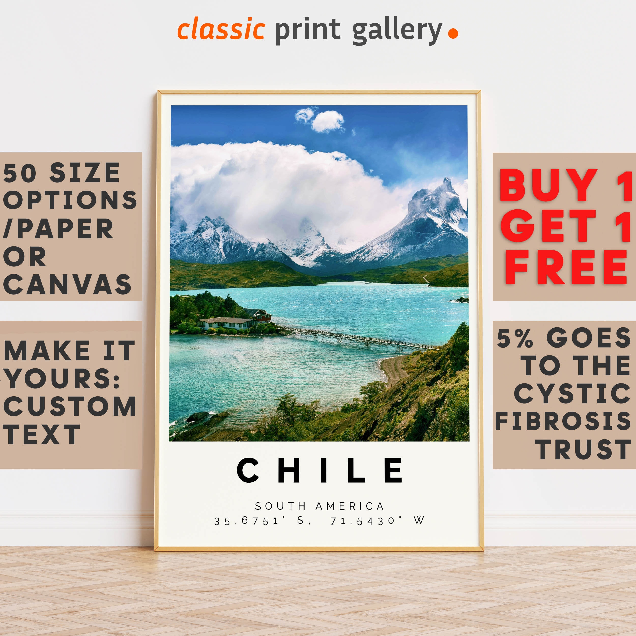Chile Poster Colorful Print, Chile Wall Art, Chile Photo Decor, Chile ...