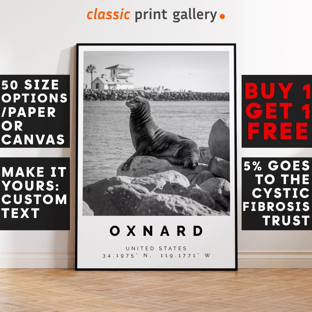 Oxnard Poster Black and White Print, Oxnard Wall Art, Oxnard Travel ...