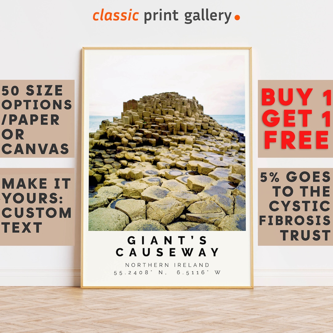 Giant’s Causeway Poster Colorful Print, Giant’s Causeway Wall Art ...