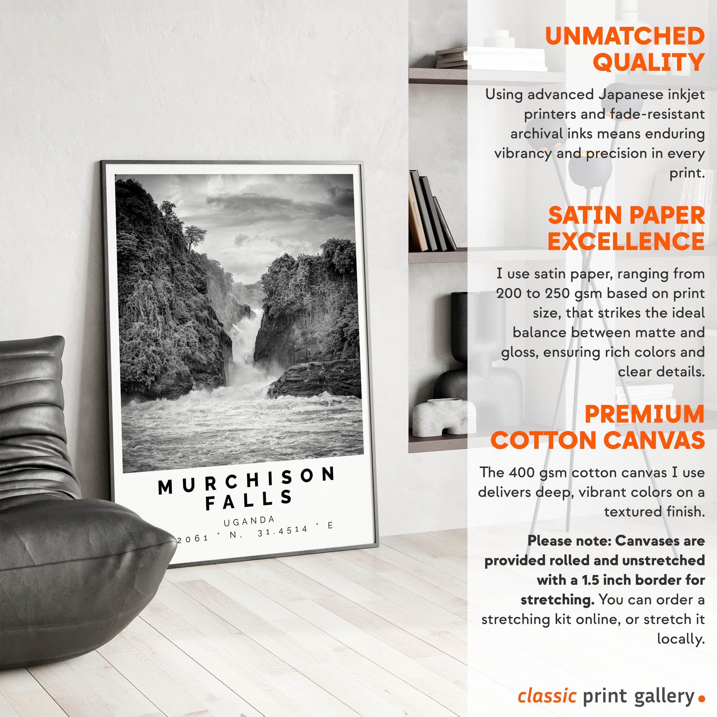 Murchison Falls Print,murchison Falls Wall Art,murchison Falls Black ...