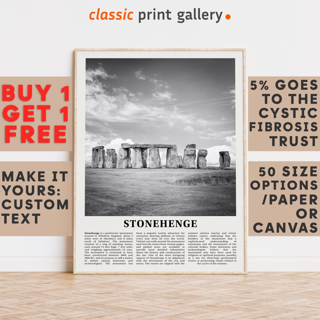 Stonehenge Print, Stonehenge Wall Art, Stonehenge Black and White ...