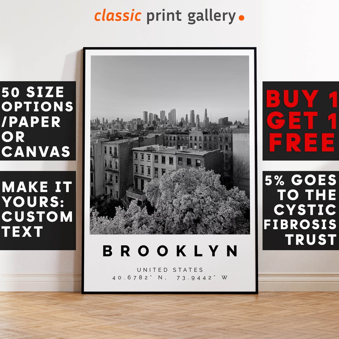 Brooklyn Poster Black and White Print New York, Brooklyn Wall Art ...