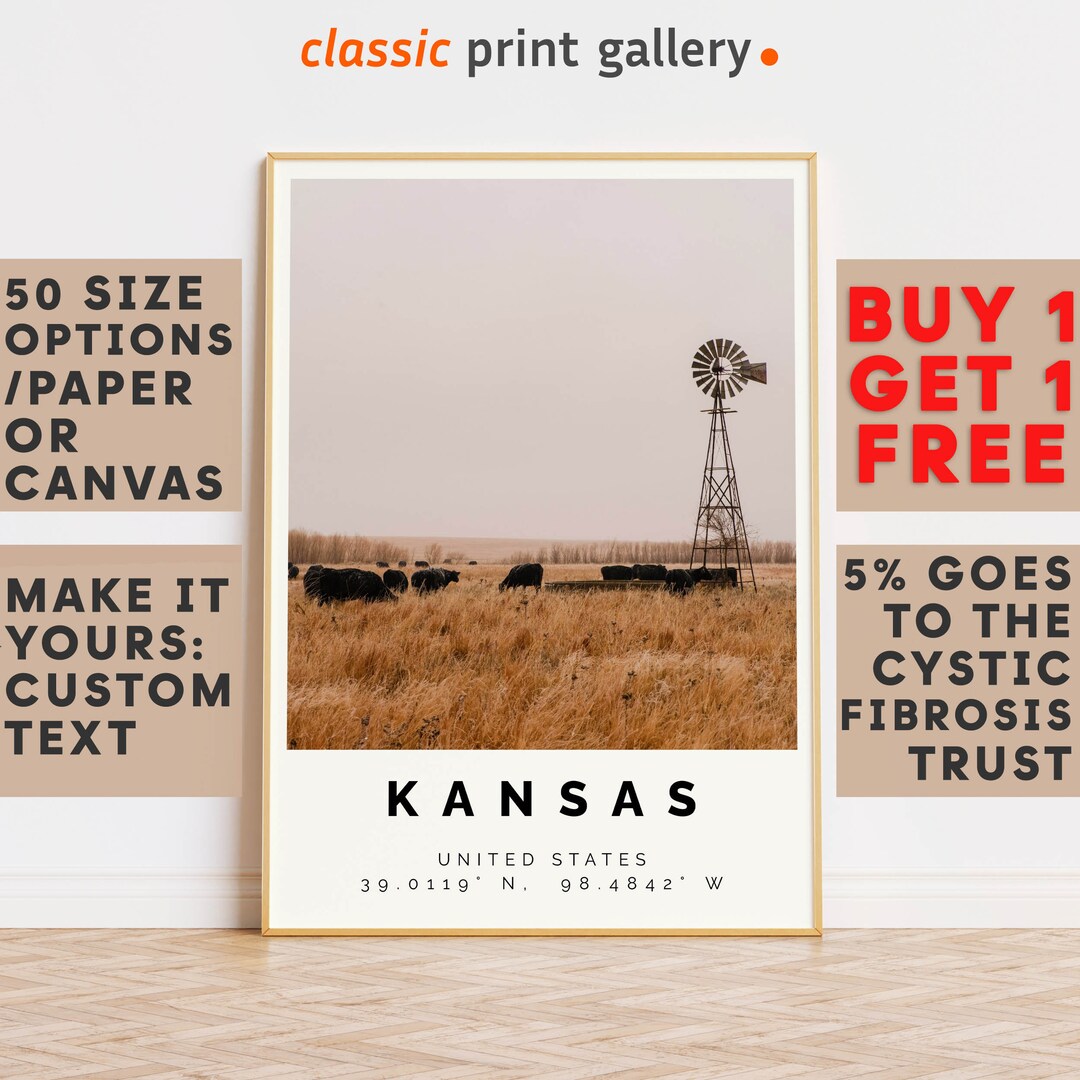 Kansas Poster Colorful Print, Kansas Wall Art, Kansas Photo Decor ...