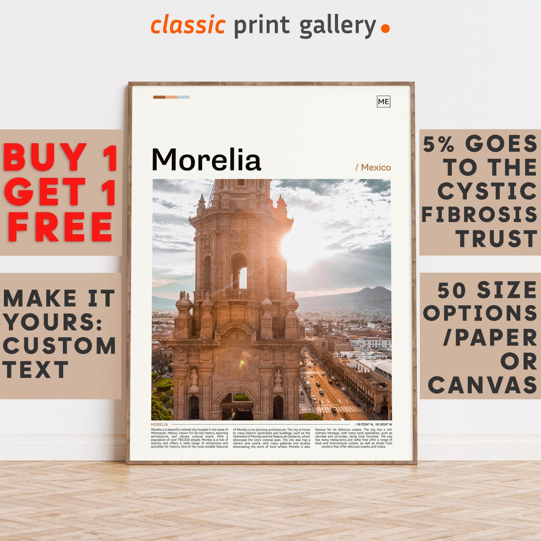 Morelia Print, Morelia Wall Art, Morelia Color Poster With Text ...