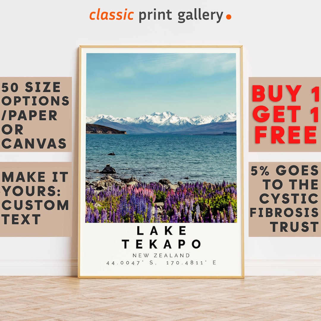 Lake Tekapo Poster Colorful Print, Lake Tekapo Wall Art, Lake Tekapo ...