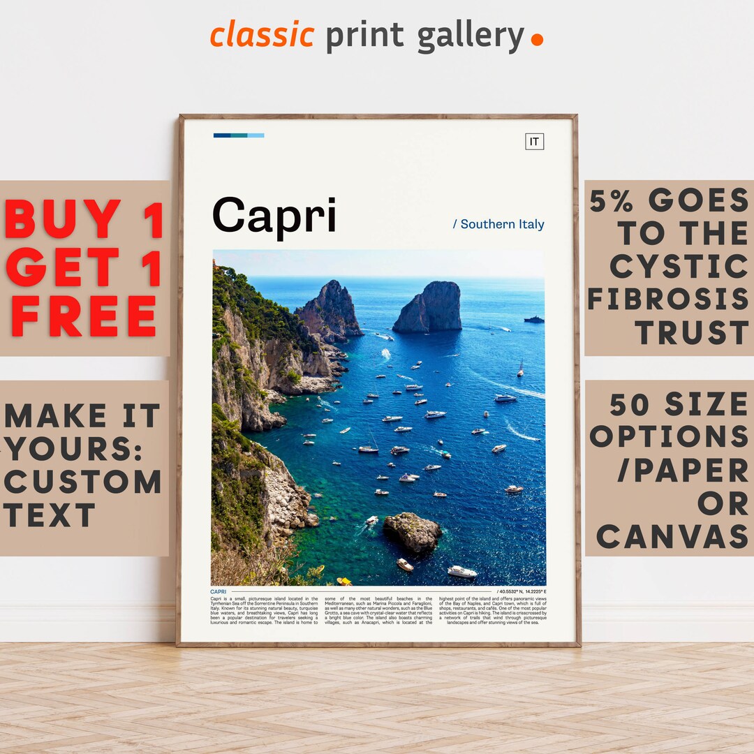 Capri Print, Capri Wall Art, Capri Color Poster With Text, Personalized ...