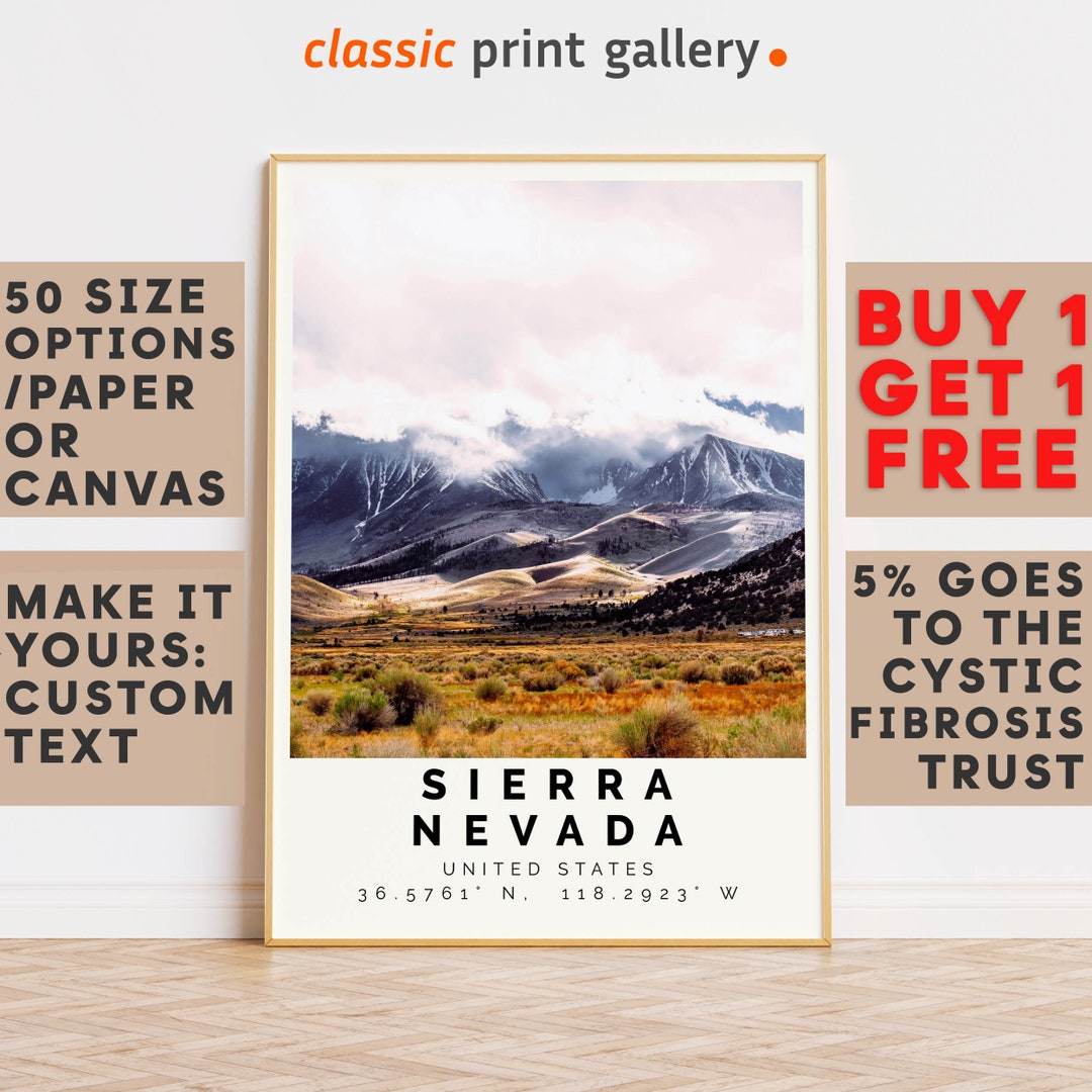 Sierra Nevada Poster Colorful Print, Sierra Nevada Wall Art, Sierra ...