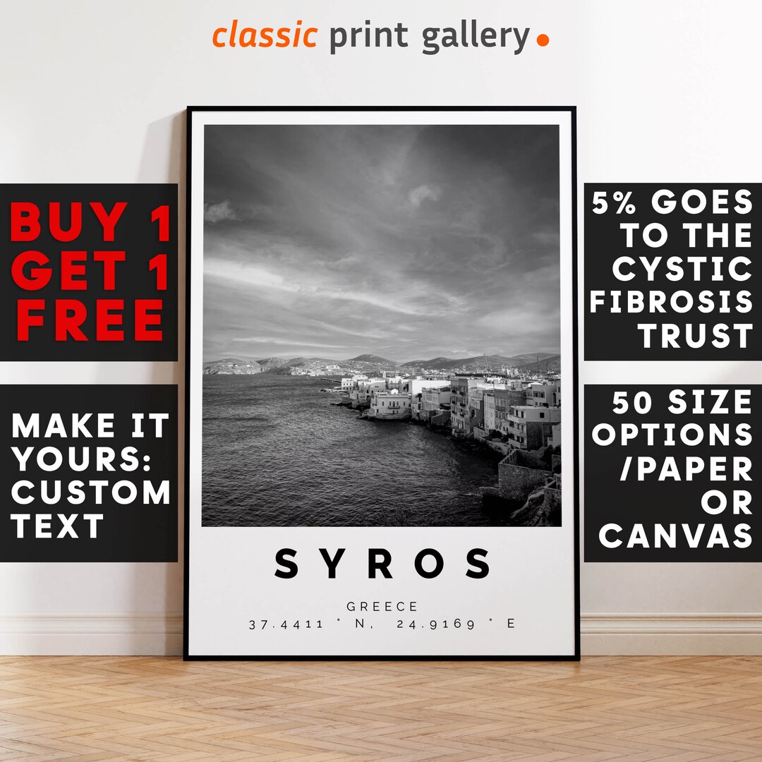 Syros Print,syros Wall Art,syros Black and White Poster,personalized ...
