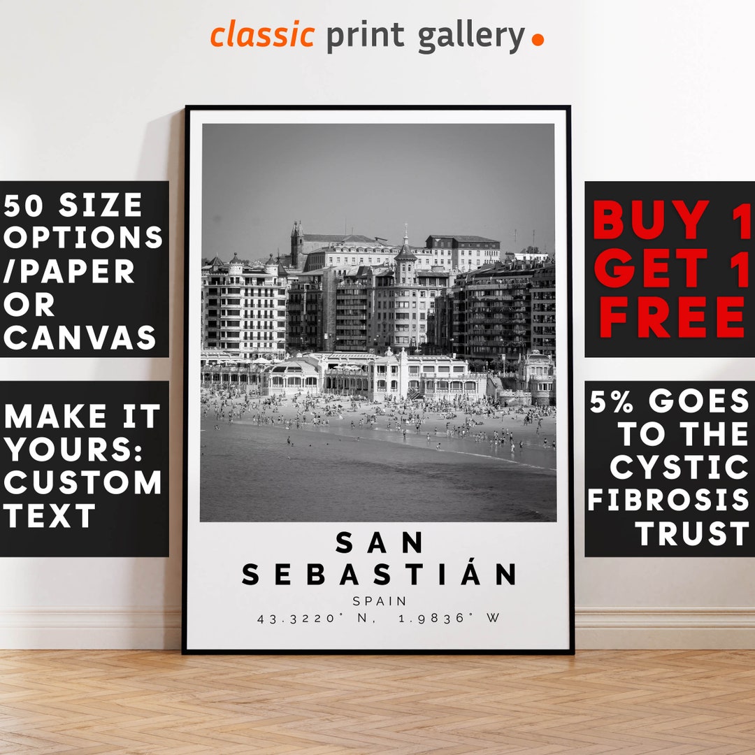 San Sebastian Poster Black and White Print, San Sebastian Wall Art, San ...
