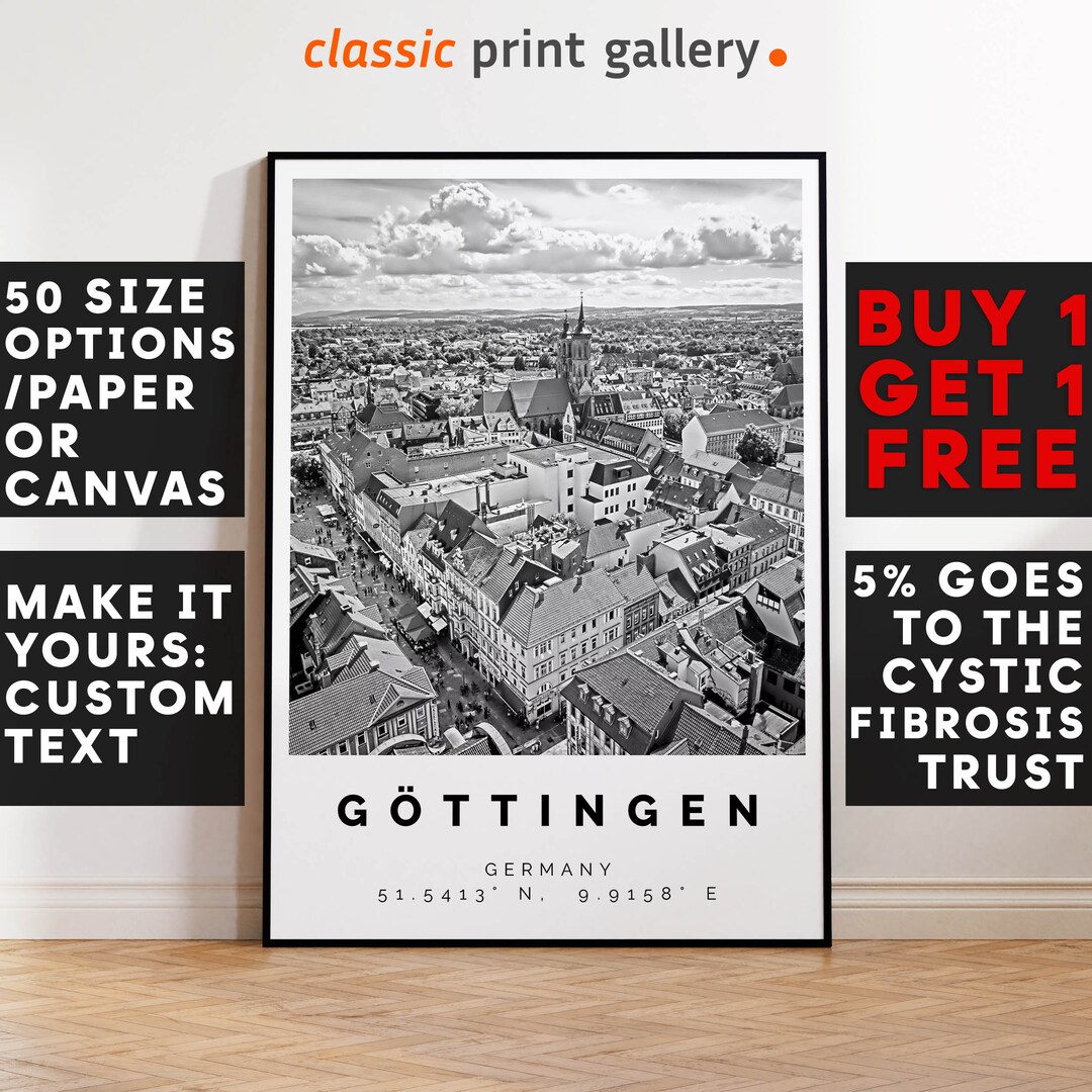 Göttingen Poster Black and White Print, Göttingen Wall Art, Göttingen ...