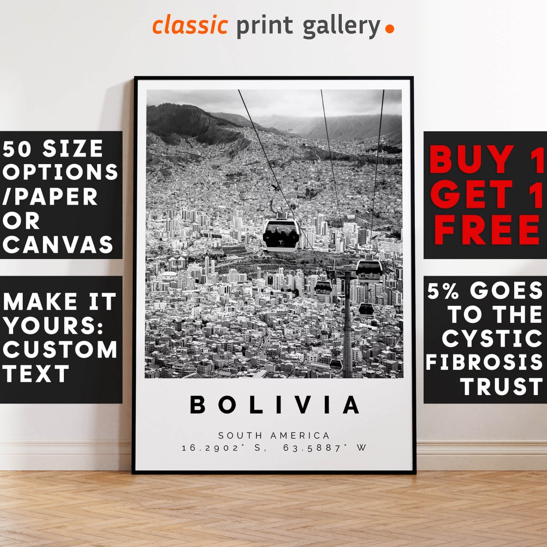 Bolivia Poster Black and White Print Bolivia Wall Art - Etsy.de