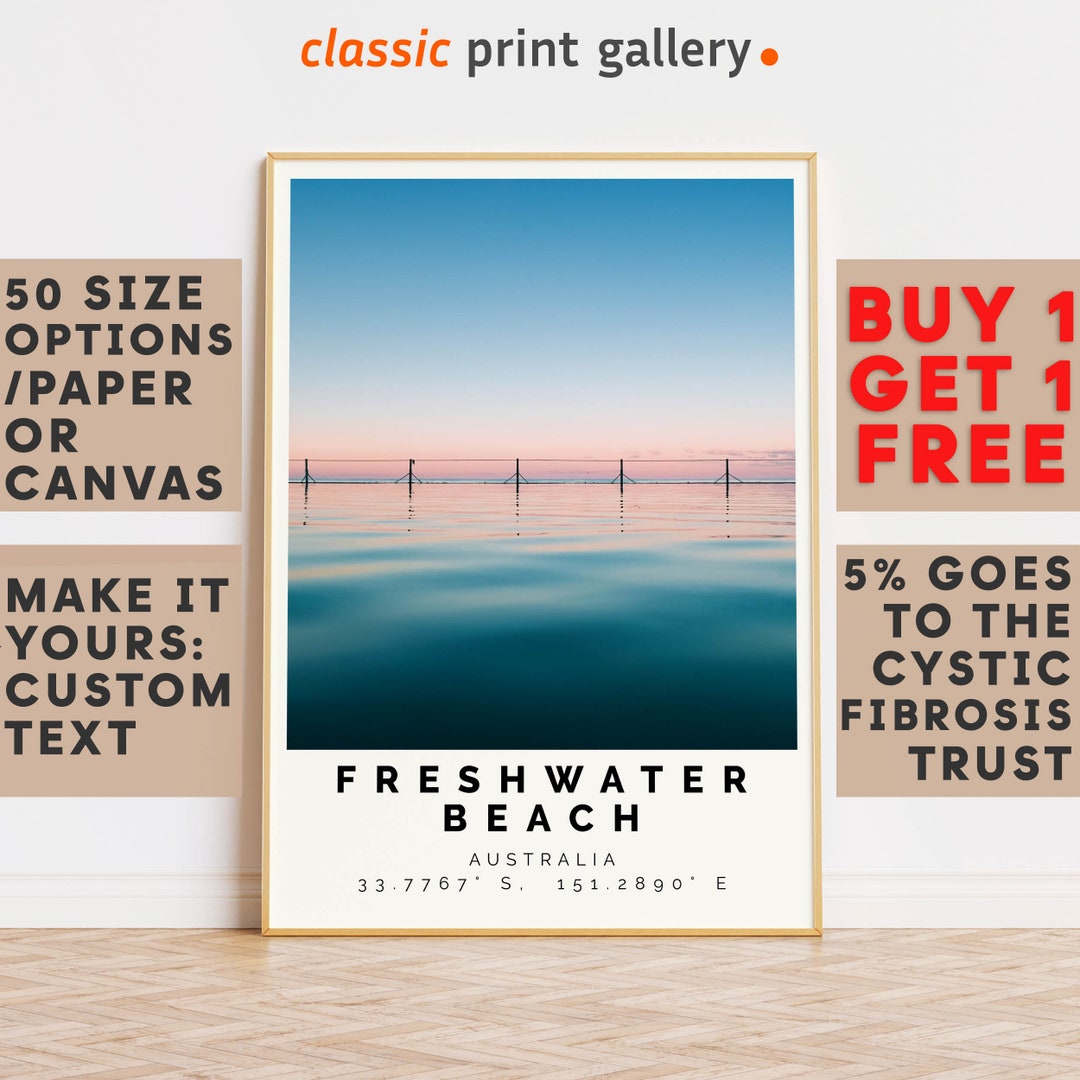 Freshwater Beach Poster Colorful Print, Freshwater Beach Wall Art ...