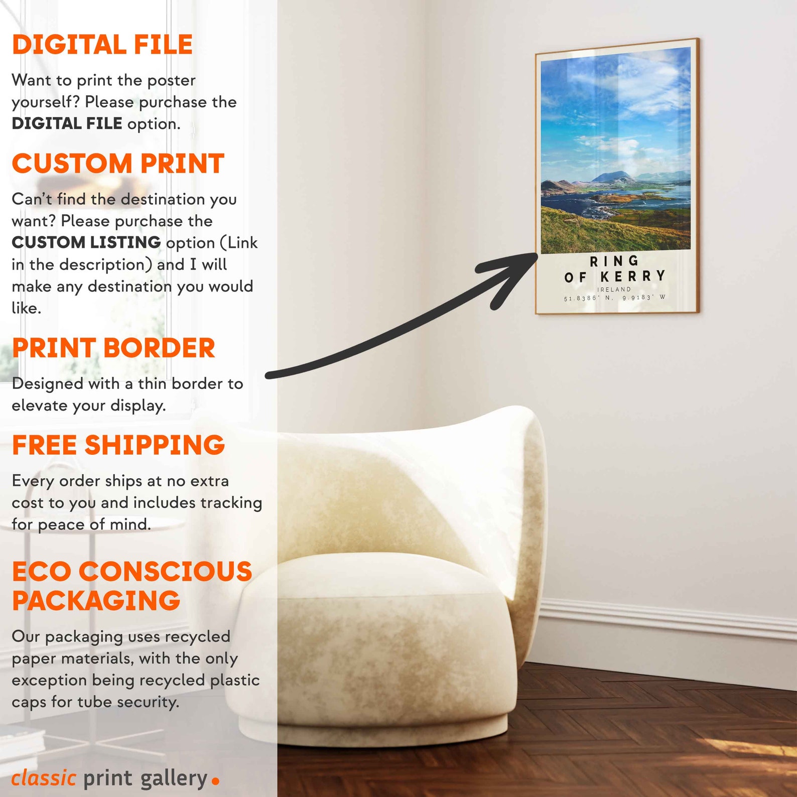 Ring of Kerry Poster Colorful Print, Ring of Kerry Wall Art, Ring of ...