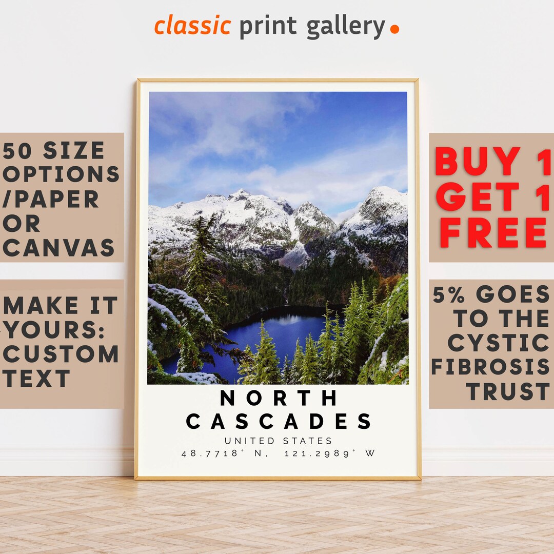 North Cascades Poster Colorful Print, North Cascades Wall Art, North ...