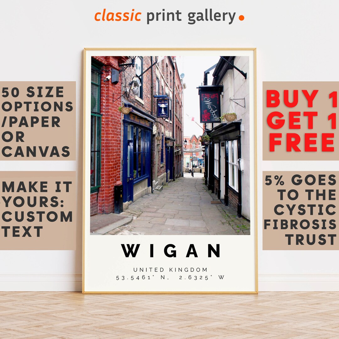 Wigan Poster Colorful Print, Wigan Wall Art, Wigan Photo Decor, Wigan ...