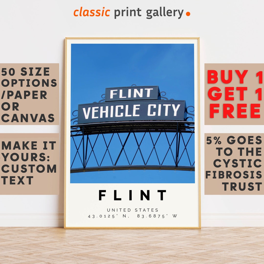 Flint Poster Colorful Print, Flint Wall Art, Flint Photo Decor, Flint ...