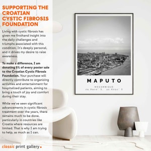 Maputo Poster Black and White Print, Maputo Wall Art, Maputo Travel Poster, Maputo Photo Print ...