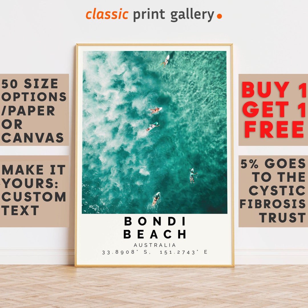Bondi Beach Poster Colorful Print, Bondi Beach Wall Art, Bondi Beach ...