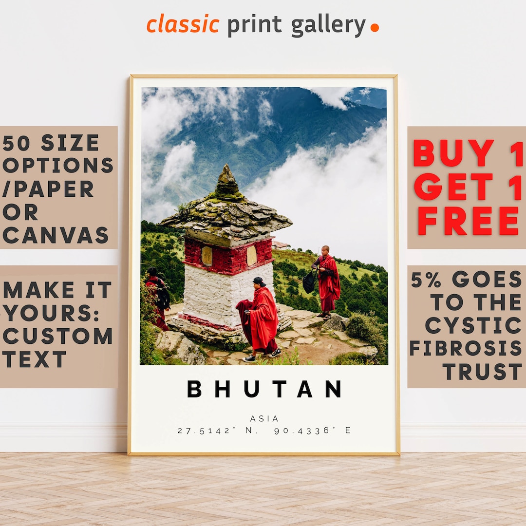Bhutan Poster Colorful Print, Bhutan Wall Art, Bhutan Photo Decor ...