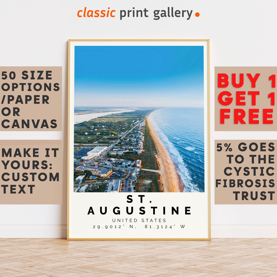 St. Augustine Poster Colorful Print, St. Augustine Wall Art, St ...