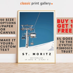 Saint Moritz Poster Colorful Print, Saint Moritz Wall Art, Saint Moritz ...