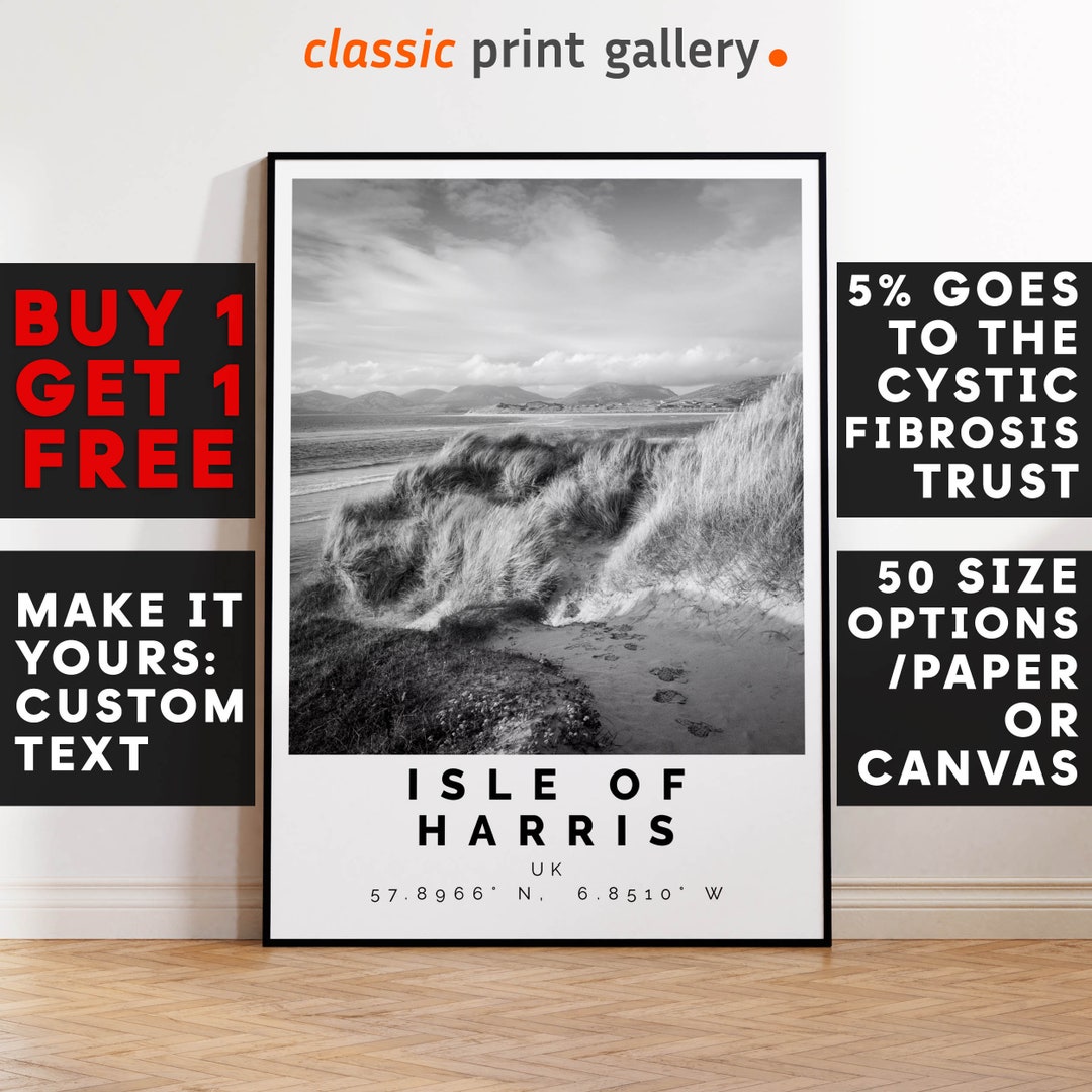 Isle of Harris Print,isle of Harris Wall Art,isle of Harris BW Poster ...