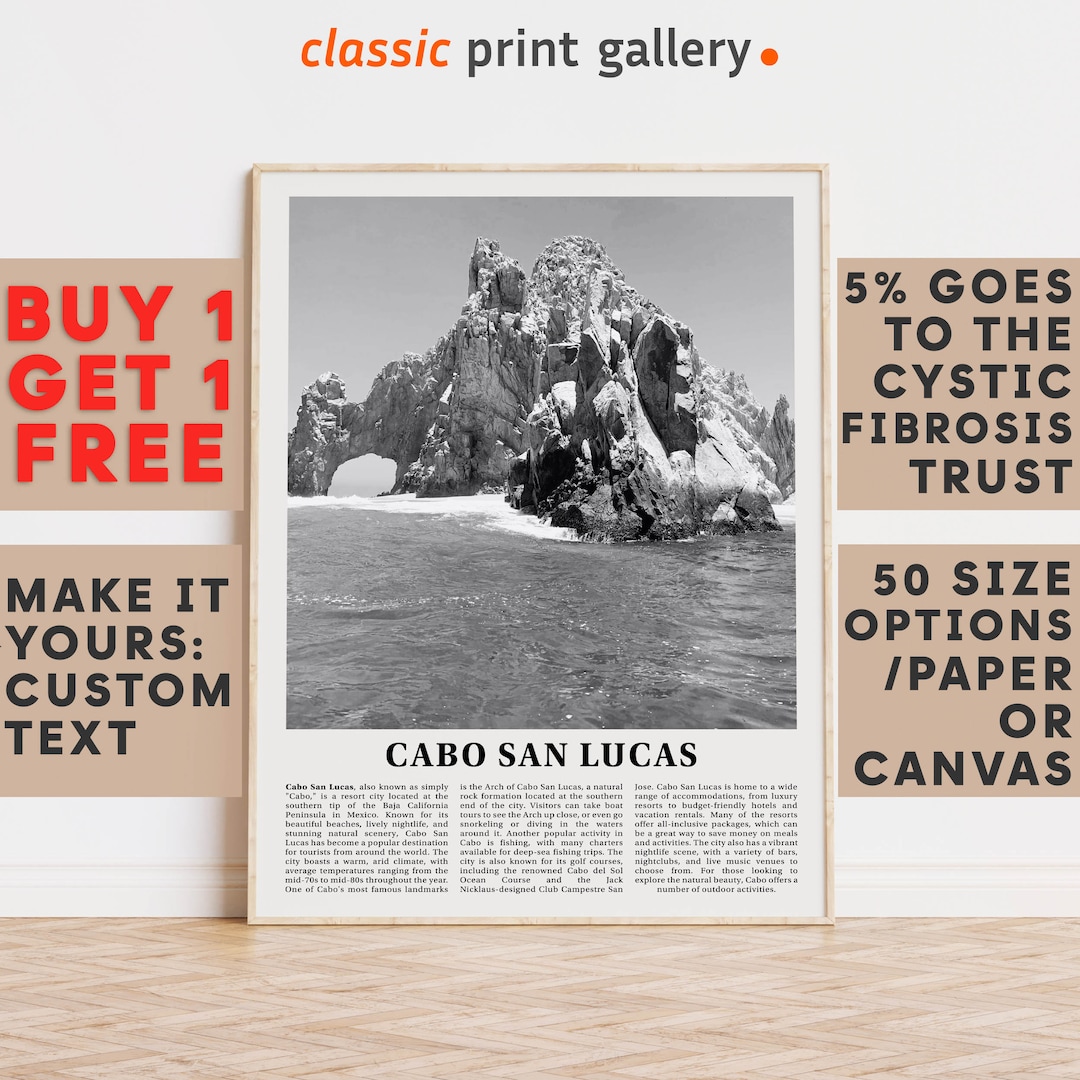 Cabo San Lucas Print, Cabo San Lucas Wall Art Black and White Poster ...