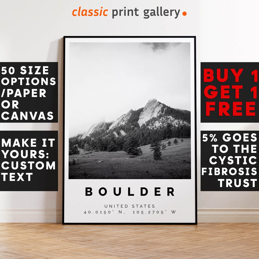Boulder Print Black and White Photo, Boulder Wall Art, Boulder Travel ...