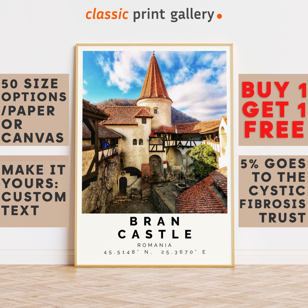 Bran Castle Poster Colorful Print, Bran Castle Wall Art, Bran Castle ...
