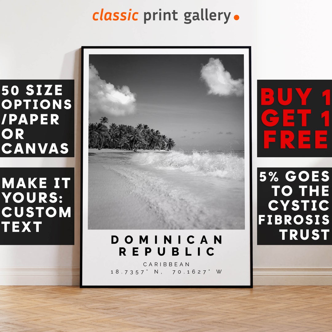 Dominican Republic Poster Black and White Print, Dominican Republic ...