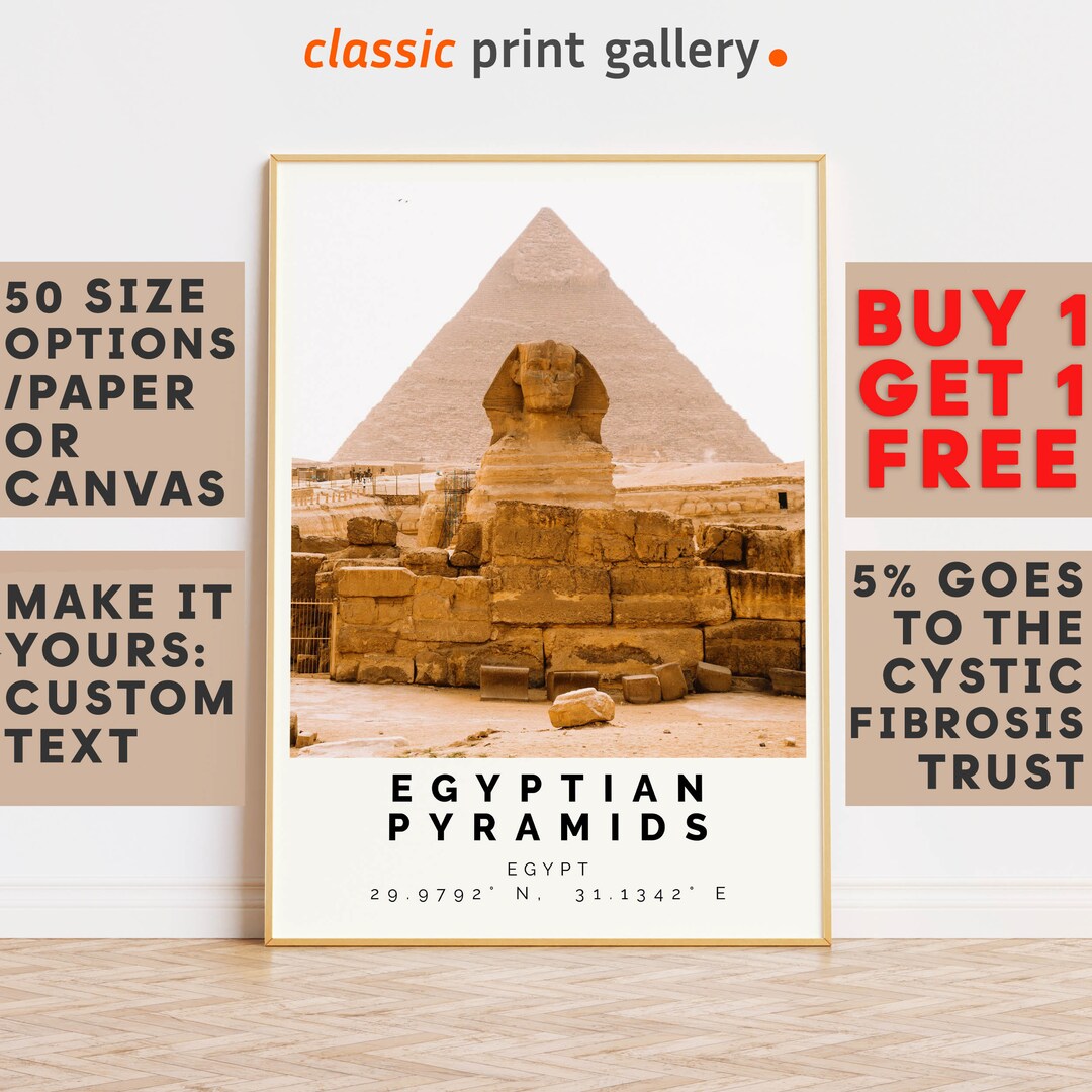 Egyptian Pyramids Poster Colorful Print, Egyptian Pyramids Wall Art ...