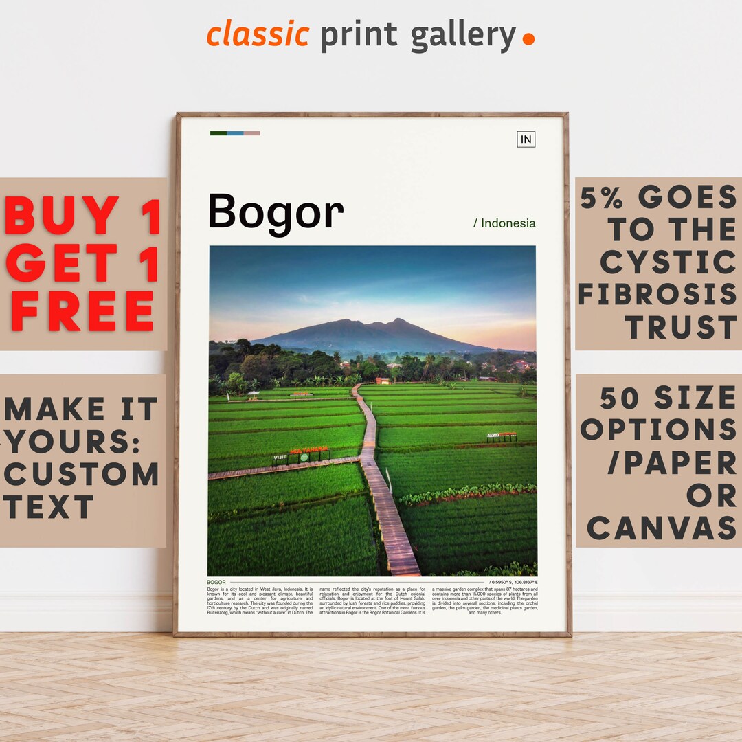 Bogor Print, Bogor Wall Art, Bogor Color Poster With Text, Personalized ...