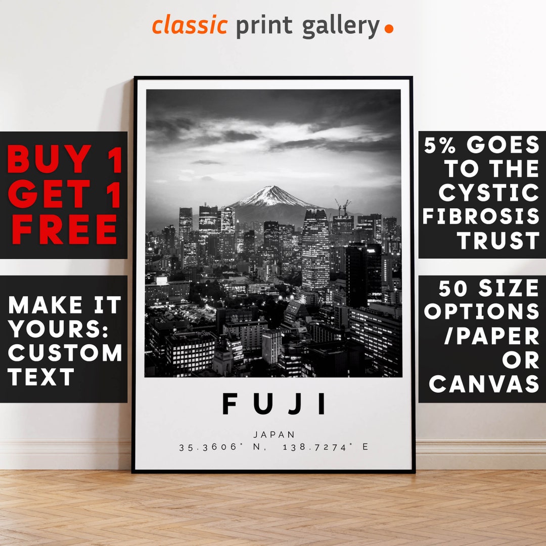 Fuji Print,fuji Wall Art,fuji Black and White Poster,personalized ...