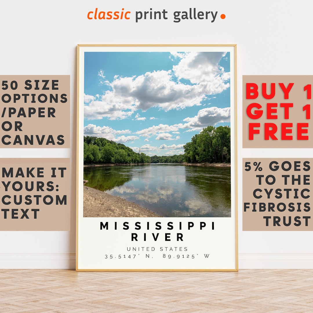 Mississippi River Poster Colorful Print, Mississippi River Wall Art ...
