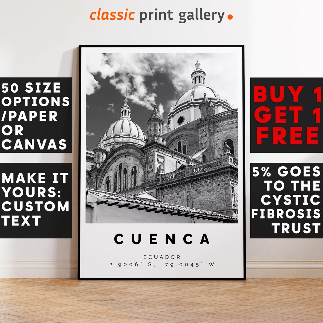 Cuenca Poster Black and White Print, Cuenca Wall Art, Cuenca Travel ...