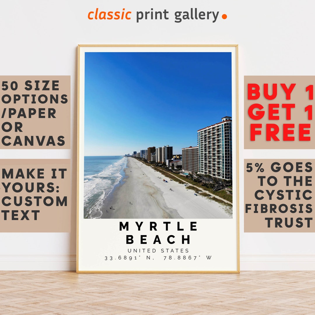 Myrtle Beach Poster Colorful Print, Myrtle Beach Wall Art, Myrtle Beach ...