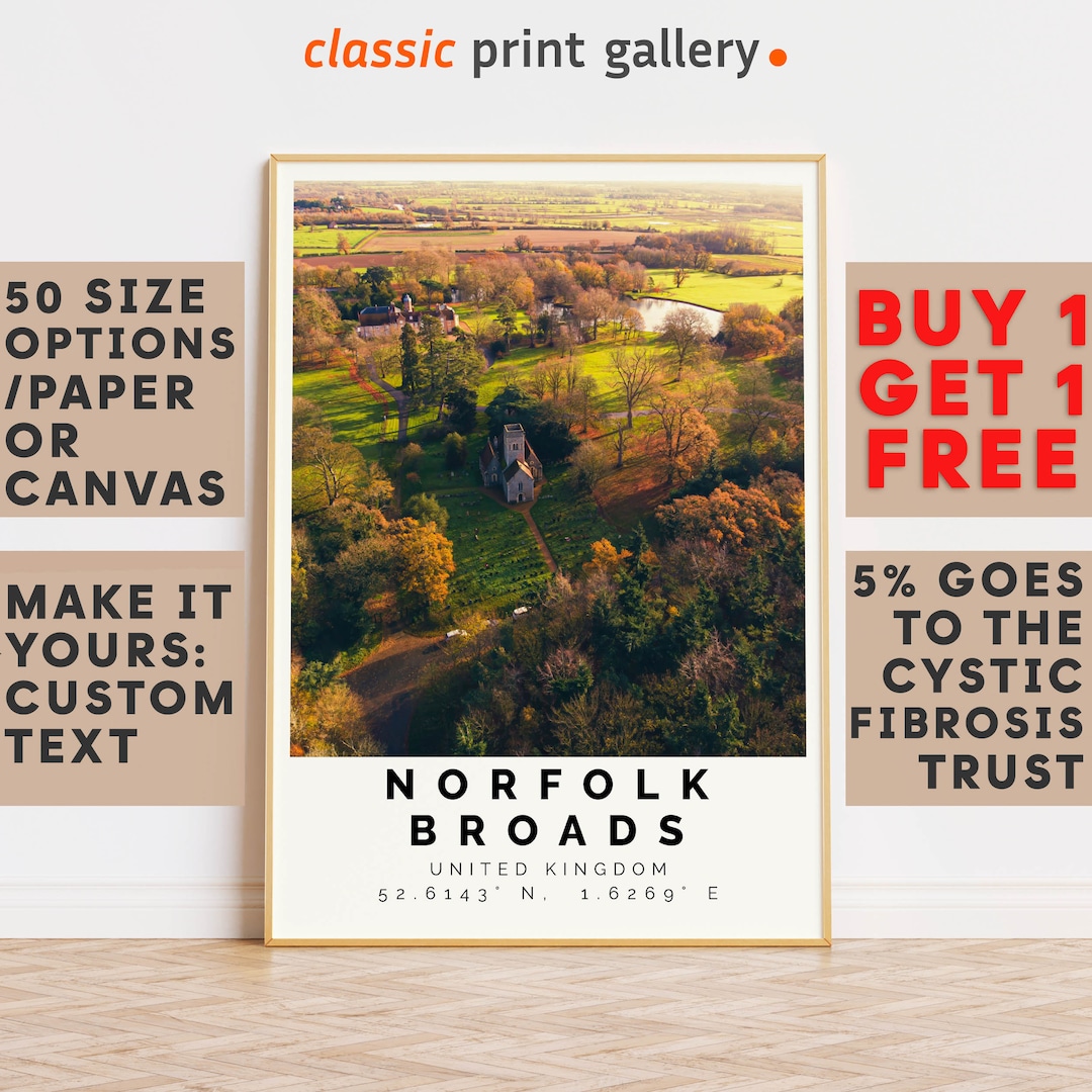 Norfolk Broads Poster Colorful Print, Norfolk Broads Wall Art, Norfolk ...