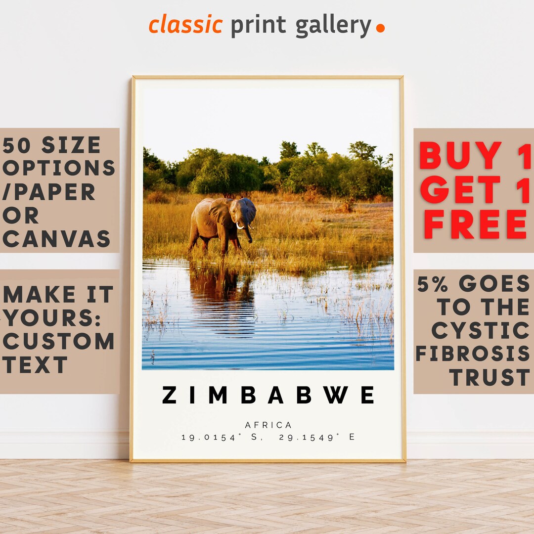 Zimbabwe Poster Colorful Print, Zimbabwe Wall Art, Zimbabwe Photo Decor ...