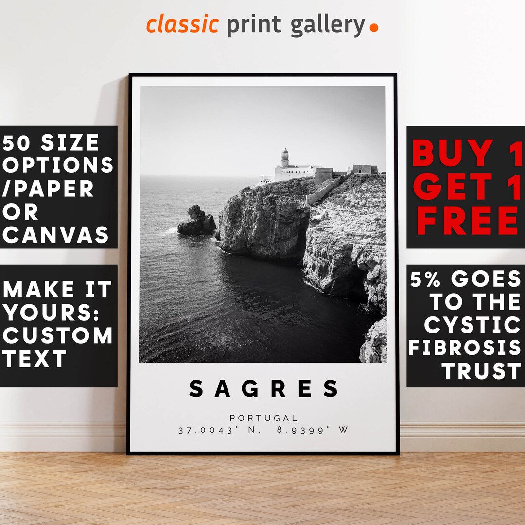 Sagres Poster Black and White Print, Sagres Wall Art, Sagres Photo ...
