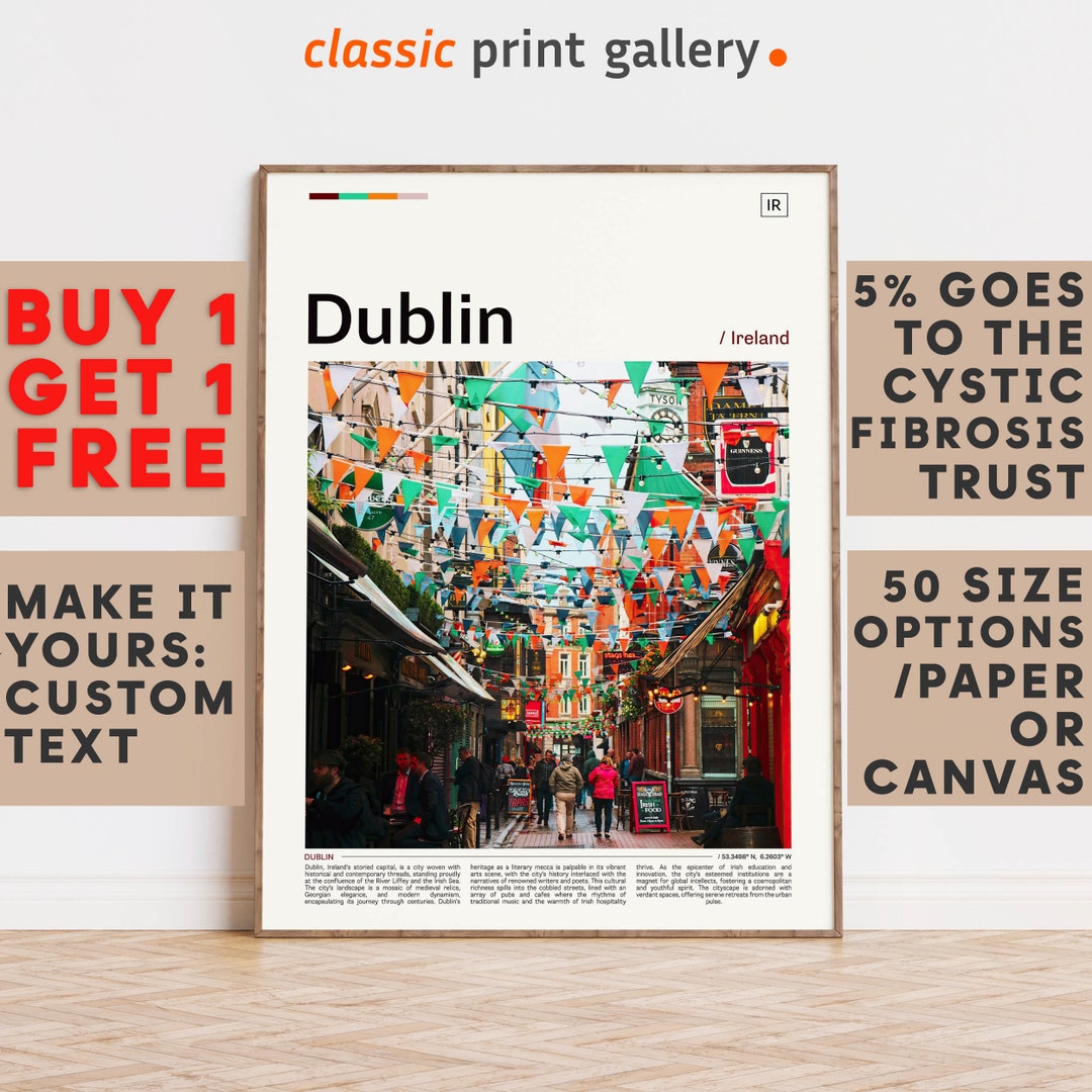 Dublin Print, Dublin Wall Art, Dublin Color Poster With Text ...