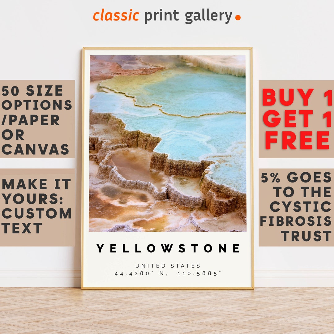 Yellowstone Poster Colorful Print, Yellowstone Wall Art, Yellowstone ...