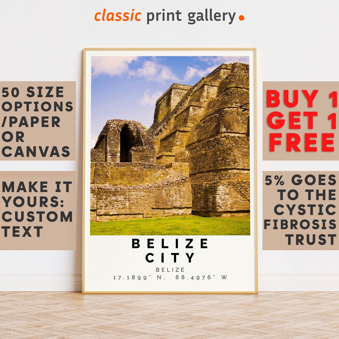 Belize City Poster Colorful Print, Belize City Wall Art, Belize City ...
